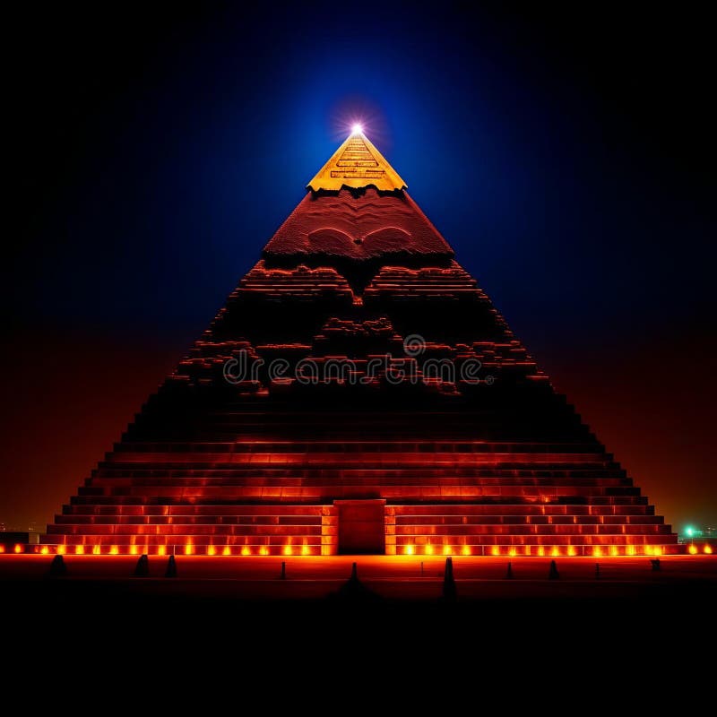 Pyramid in Egypt Highlighted in Red. Stock Illustration - Illustration ...