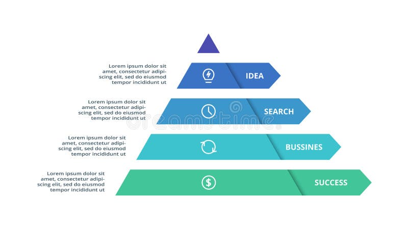 Pyramid with 4 Elements, Infographic Template for Web, Business ...
