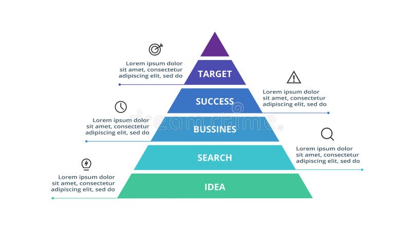 Pyramid with 5 Elements, Infographic Template for Web, Business ...