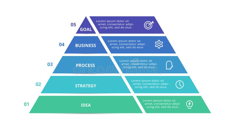 Pyramid with 5 Elements, Infographic Template for Web, Business ...