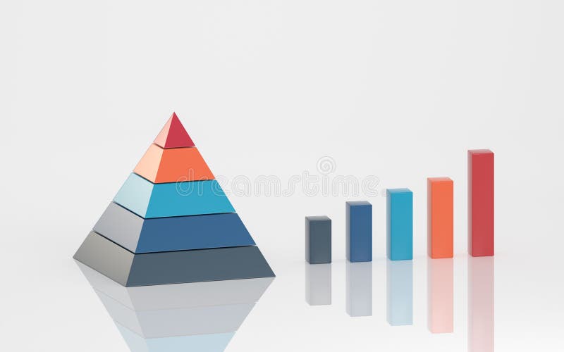 Pyramid Figures and Bar Charts, 3d Rendering Stock Illustration ...