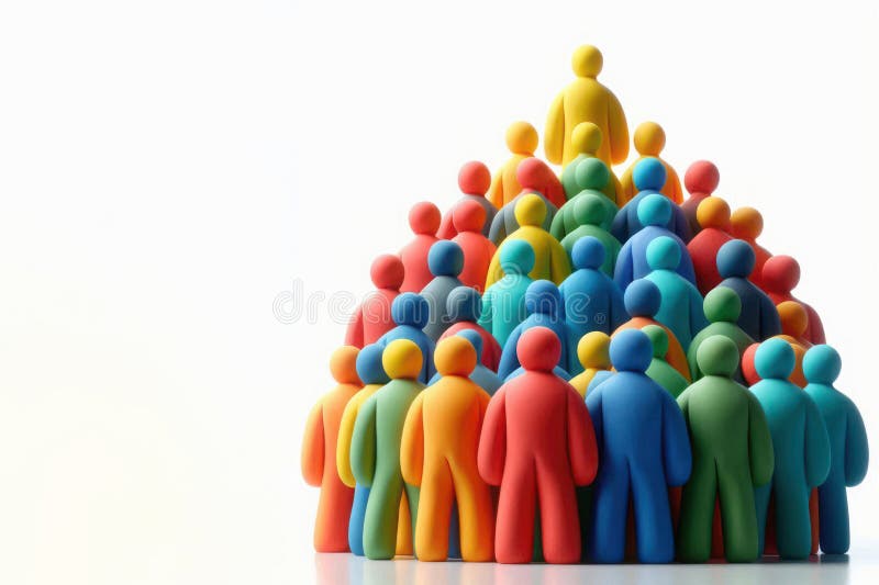 A Pyramid of Figures of People of Different Colors. Space for Text ...