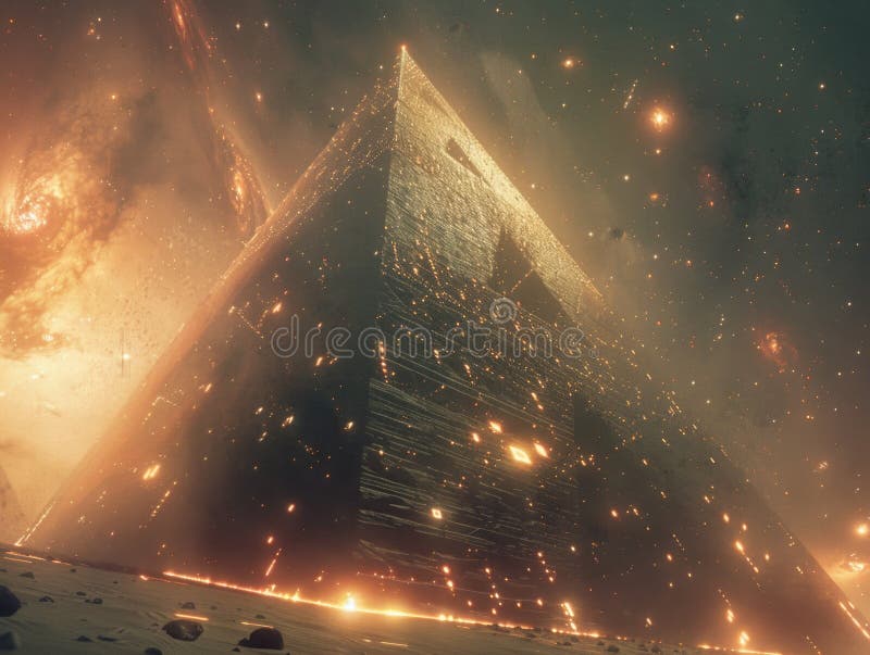 Pyramid on Fire stock photo. Image of pyramid, generated - 383388636