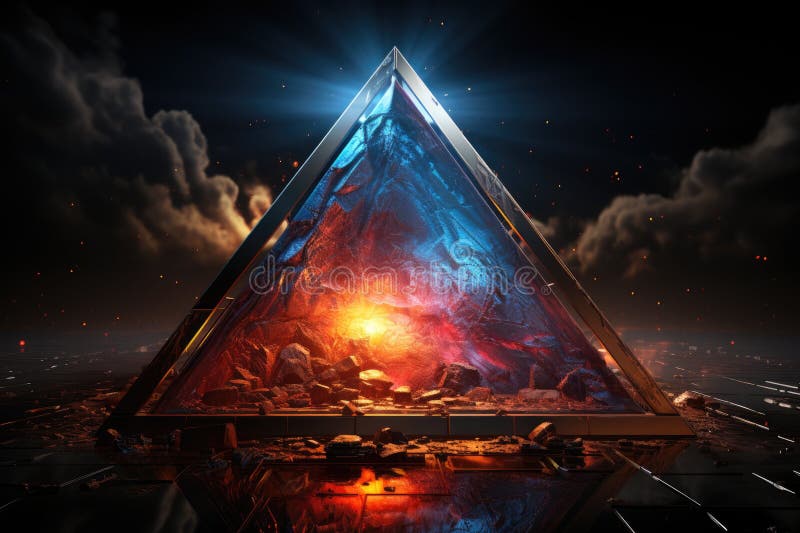 A Pyramid with a Fire Inside of it. Stock Illustration - Illustration ...