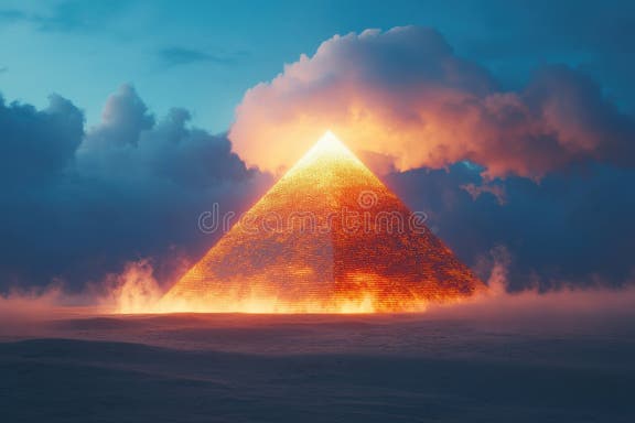 A Pyramid with a Fire on Top of it Stock Photo - Image of street ...