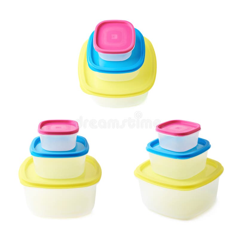 Pyramid of Food Containers Isolated Stock Image - Image of compartment ...