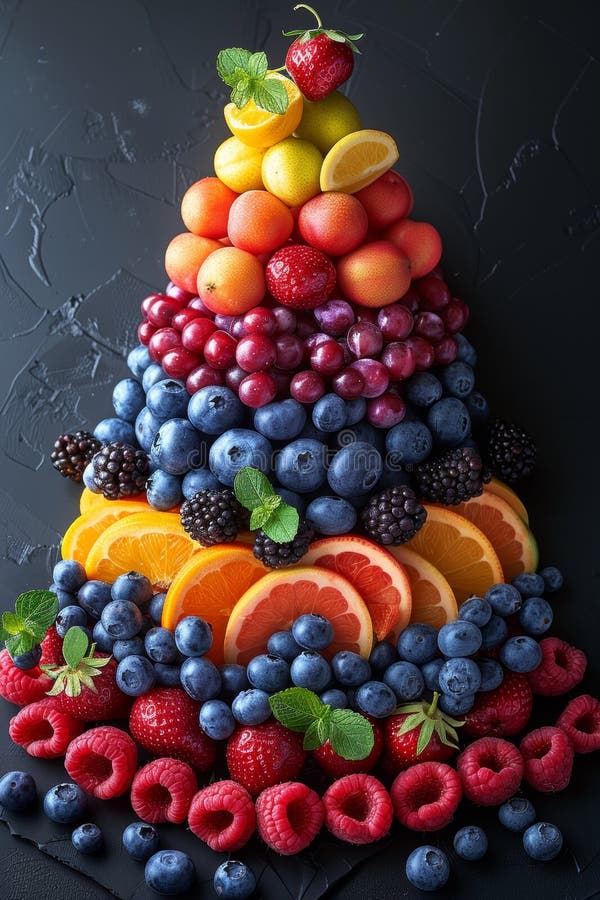 A Pyramid of Fruit Arranged in a Triangle Shape on Top of Each Other ...