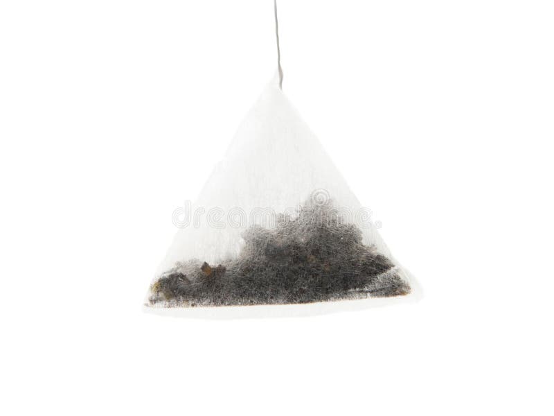 Pyramid Fruit Tea Bag Hanging from a String. Isolated Stock Image ...