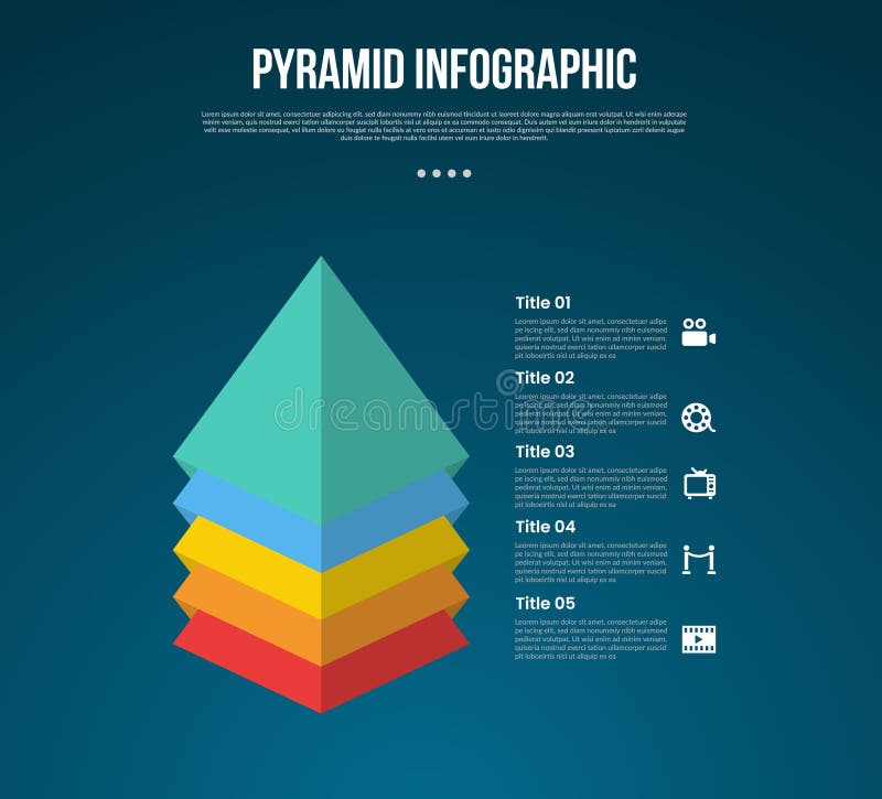 Pyramid or Funnel Template Infographic with Creative Pyramid Arrow Top ...