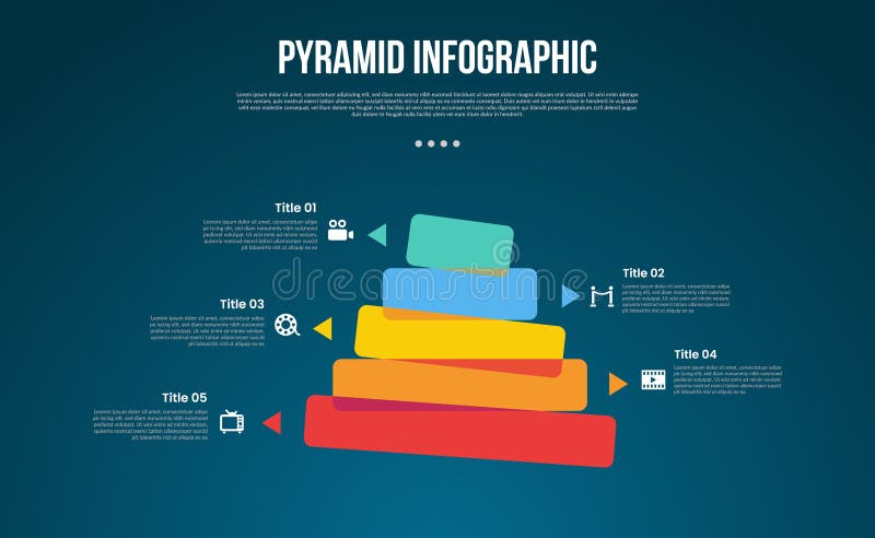 Pyramid or Funnel Template Infographic with Round Rectangle Unbalance ...