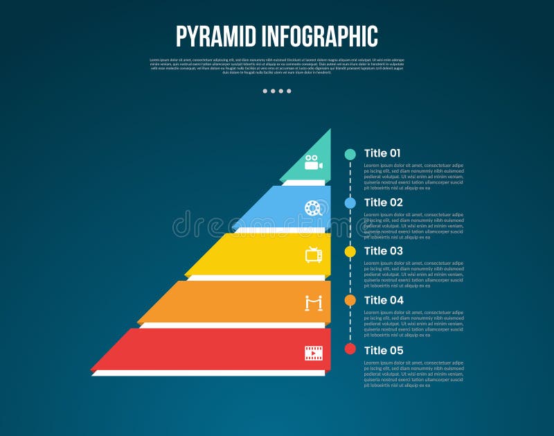 Pyramid or Funnel Template Infographic with Triangle Standing Shape ...