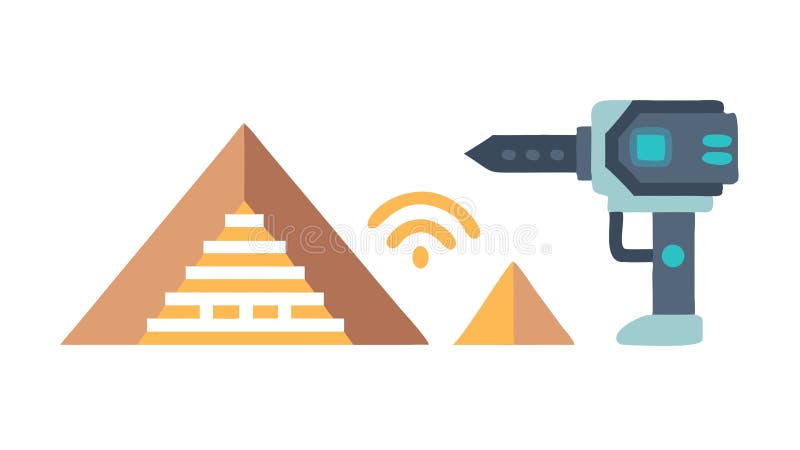 Pyramid with Futuristic Device, Ancient Technology Discovery, Vector ...