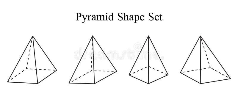 Pyramid Geometric Shape Black and White Set Stock Vector - Illustration ...