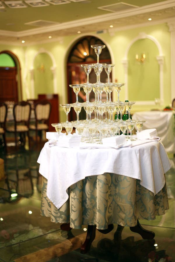 Pyramid of Glasses of Wine, Champagne Stock Photo - Image of reflection ...