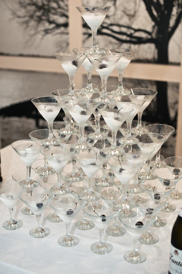 Pyramid of glasses. stock photo. Image of party, aperitif - 52852042