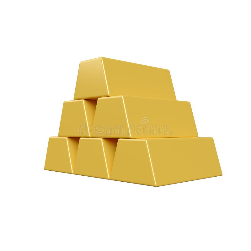 Gold Bullion Pyramid Front View 3d Icons Render Illustration Stock ...