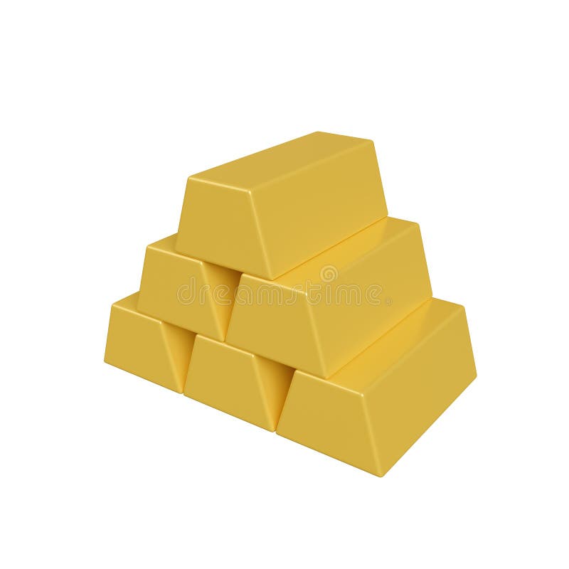 Gold Bullion Pyramid Front View 3d Icons Render Illustration Stock ...
