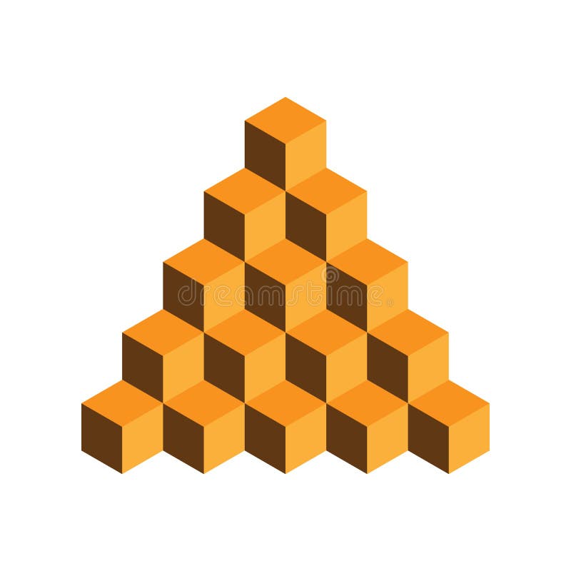 Pyramid of Cubes. Flat Vector Outline Illustration Isolated on White ...