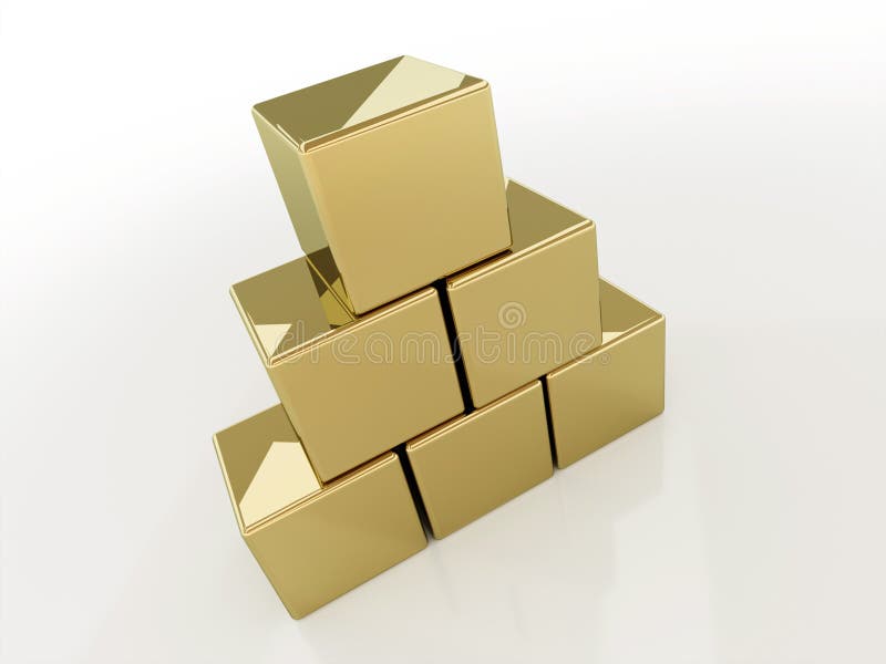 Pyramid of gold cubes stock illustration. Illustration of single - 31894984