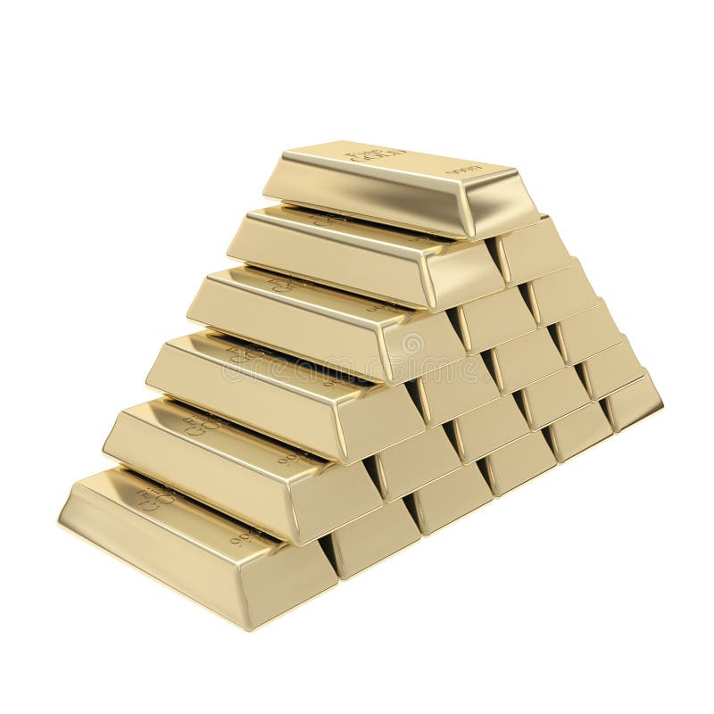 Pure Golden Bar Gold Pyramid Stack Isolated Stock Illustration ...