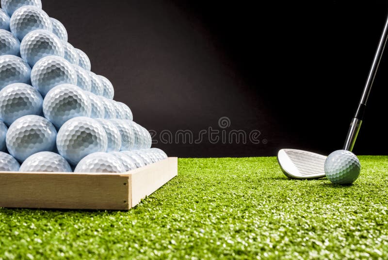 Golf Training in the Driving Range Stock Image - Image of field, ball ...