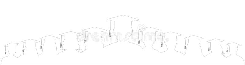 Pyramid of Graduates Students with Academic Caps, Silhouette ...