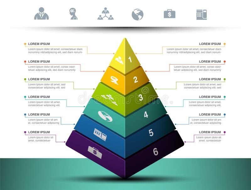 Pyramid graph with icon stock vector. Illustration of concept - 139480302