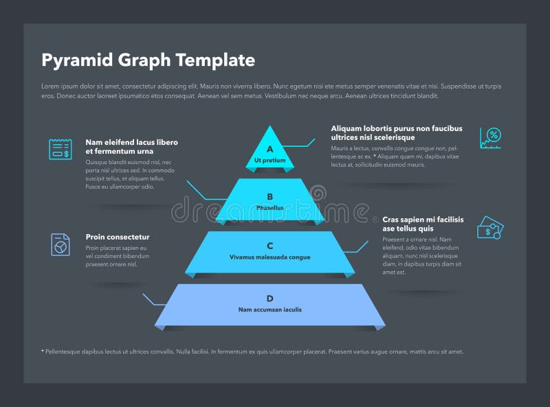 Pyramid Graph Template with 4 Colorful Steps - Dark Version Stock ...