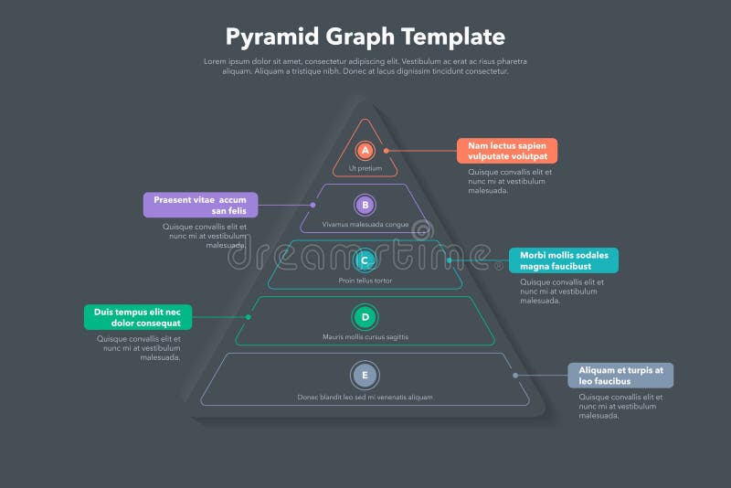 Pyramid Graph Template with Five Colorful Steps - Dark Version Stock ...