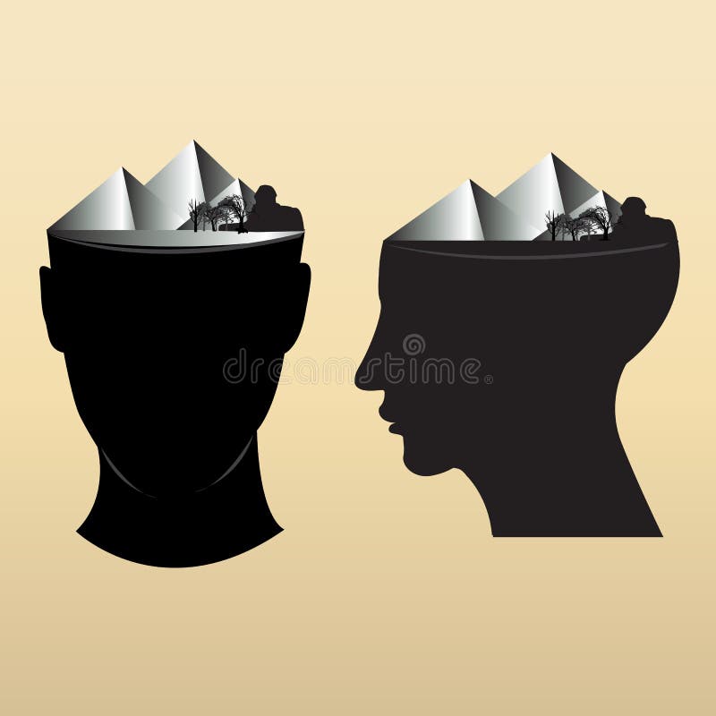 Pyramid on head stock vector. Illustration of illustrations - 32100065