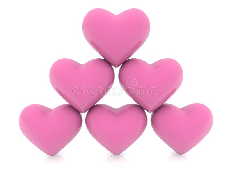 Pyramid of Hearts on White.3d Illustration Stock Illustration ...