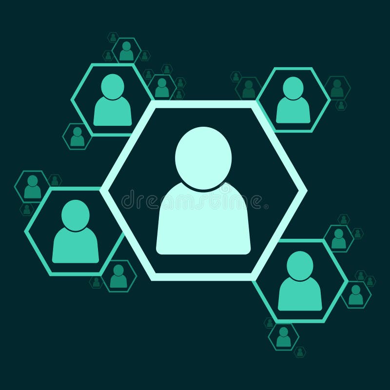 Pyramid of Hexagonal Cells. Working in a Team. Vector Graphics. Stock ...