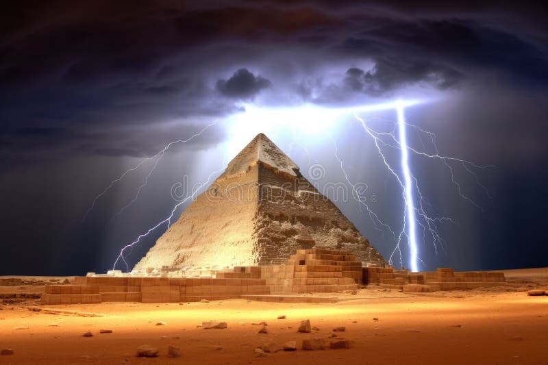 Pyramid Highlighted by Lightning Streak Stock Illustration ...