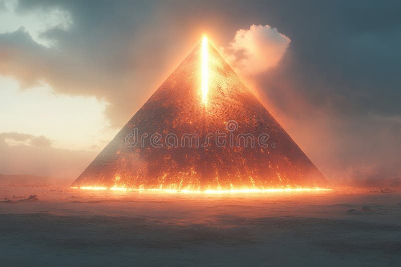 A Pyramid with a Hole in the Middle and a Fire Coming Out of it Stock ...