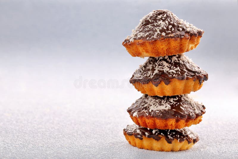 Pyramid of Homemade Chocolate Cakes and Space for Text Stock Photo ...