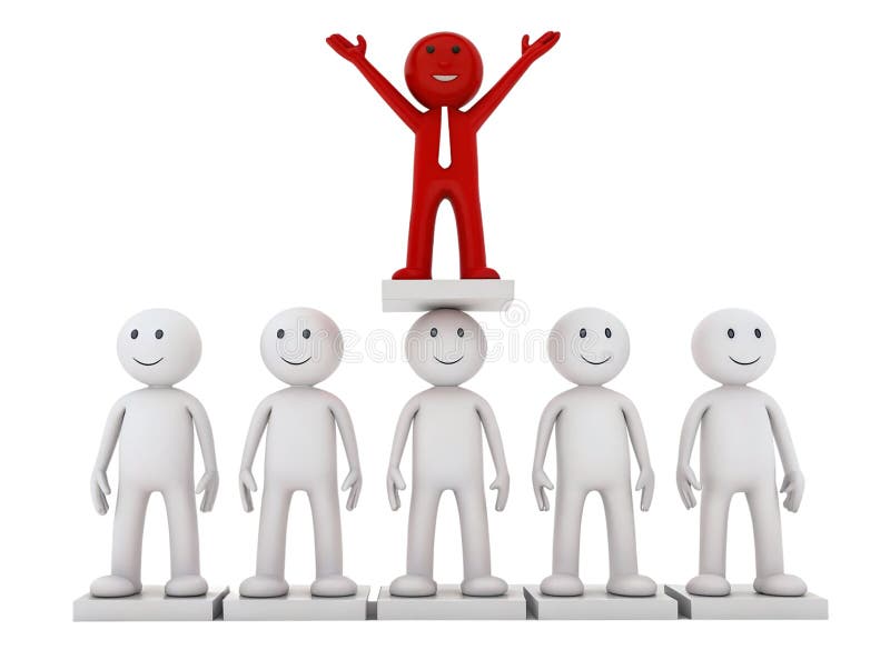 Pyramid of Humanoid Figures with Red Leader on Top Stock Illustration ...
