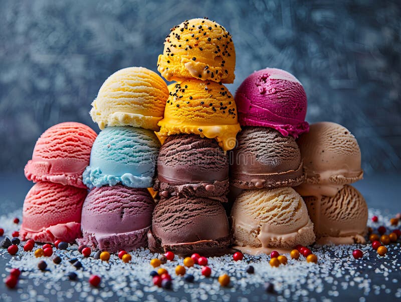 A Pyramid of Ice Cream Cones with Sprinkles Stock Photo - Image of ...