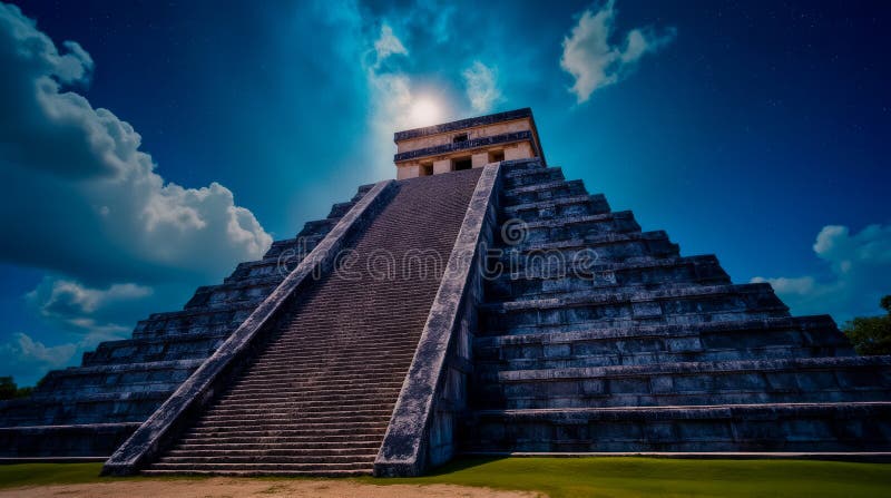 The Pyramid is Illuminated by the Sun and the Stars Stock Illustration ...