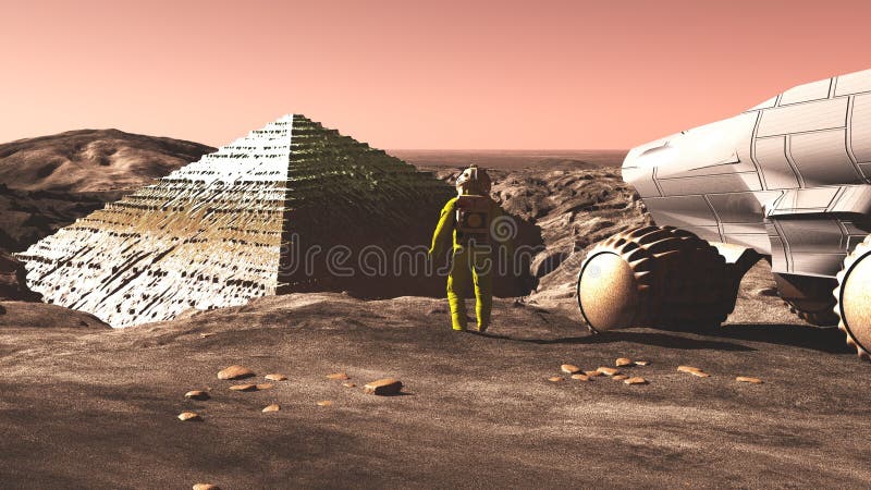 Pyramid on Mars stock illustration. Illustration of mars - 196977908