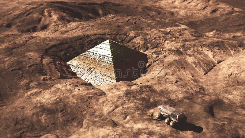 Pyramid on Mars stock illustration. Illustration of technology - 196977959
