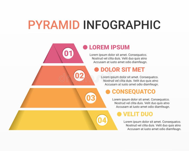 Pyramid Infographic Template with Four Elements, Options, Steps or ...