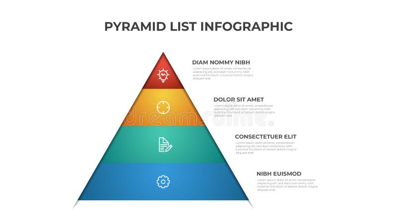 Pyramid Infographic Template with 4 Layers or List. Layout Element ...