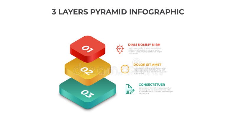 Pyramid Infographic Template with 3 Layers Stock Vector - Illustration ...