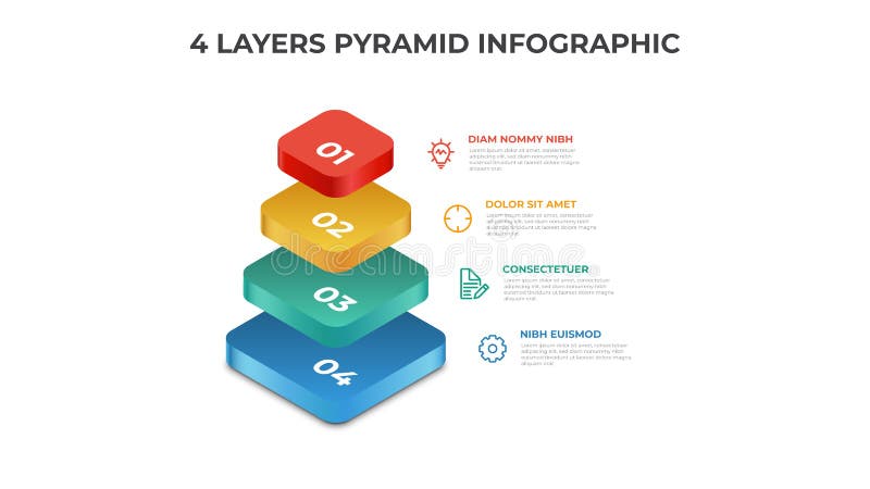 Pyramid Infographic Template with 4 Layers Stock Vector - Illustration ...