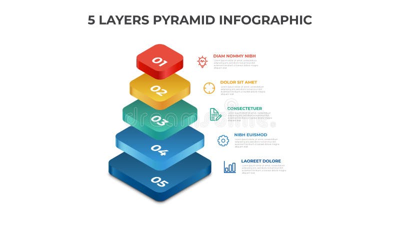 Pyramid Infographic Template with 5 Layers Stock Vector - Illustration ...