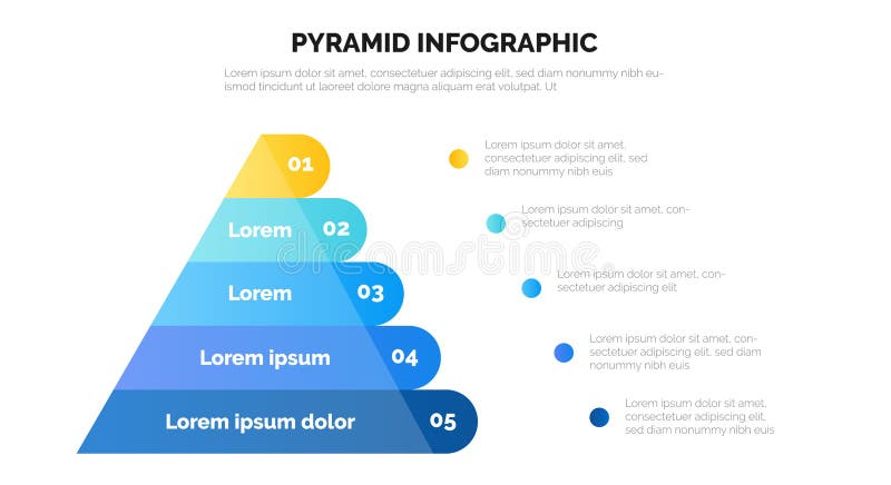 Pyramid Infographic Template for Presentation Slide with Five Steps ...