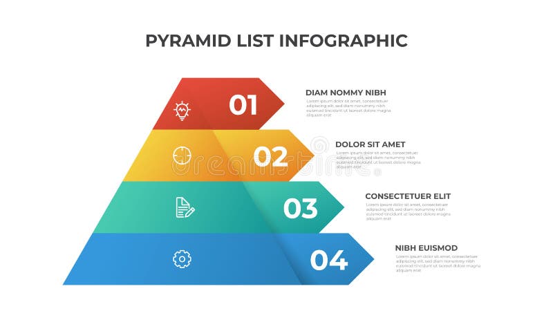 Pyramid Infographic Template Vector with 4 List, Layers, Options, Steps ...