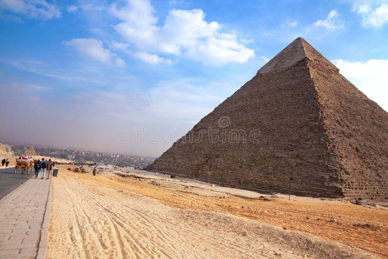 The Pyramid of Khafre Day Blue Sky Stock Image - Image of rock, ruled ...