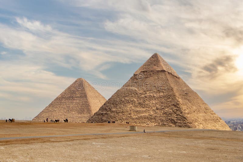 The Pyramid of Khafre with Dramatic Sky in Egypt Stock Photo - Image of ...