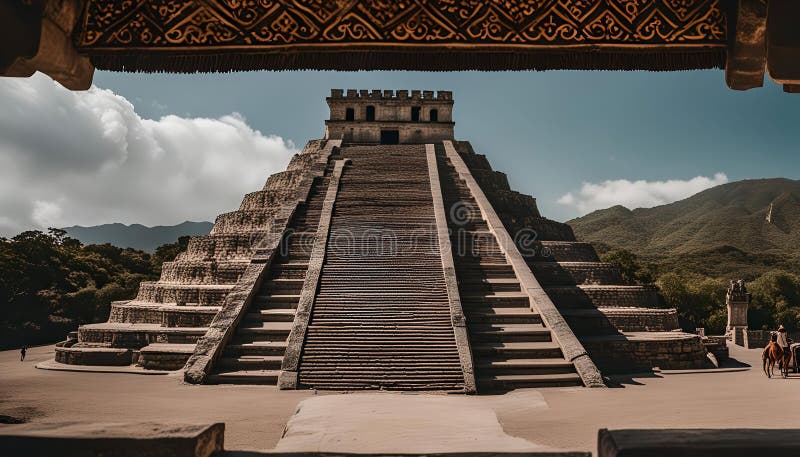 Pyramid of Kukulkan in Chichen Itza, Mexico Stock Illustration ...